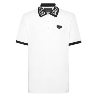 Philipp Plein Gothic Plein Pique Polo Shirt - - Tops - Herren - Wei&szlig; - 2XL