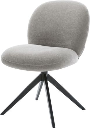 DELIFE Esszimmerstuhl Nube-Flex Kreuzgestell breit Schwarz Strukturstoff Soft Grau 360° drehbar Wippfunktion Taschenfederkern