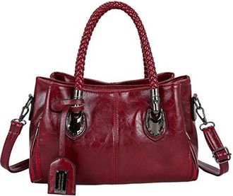 Generic Sac à bandoulière coloré - Capacité solide - Grand sac en cuir pour femme - Sac à bandoulière pour homme, Rouge, Taille unique