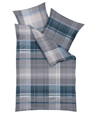 JACK by Kaeppel Fein Biber Wende Bettw&auml;sche 2 TLG. Tonight Graphit Blau Streifen Linien Rei&szlig;verschluss, Gr&ouml;&szlig;e:155x220cm Bettw&auml;sche