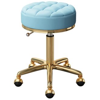 Generic Adjustable Golden Steel Rolling Stool with 5 Legs for Beauty Salon Office BarErgonomic Round Seat on Wheels (Height 4764 cm) Perfect for Comfort and S