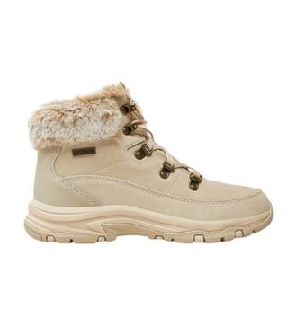Skechers Femme Trego Snow Worries Bottine, Natural Suede/Duraleather/Faux Fur, 38.5 EU