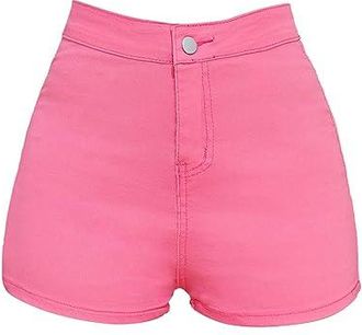 Generic Short en jean décontracté pour femme, taille haute, pantalon amincissant, couleur unie, style court, élégant, pour le travail, lété, le quotidien, ros