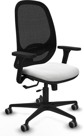 Piqueras y Crespo Wei&szlig;er Schreibtischstuhl mit 3D-Armen, h&ouml;henverstellbare Lendenwirbelst&uuml;tze, ausgestattet mit Syncro/Traslack und Schneideschaum, Schwarz/Wei&szlig;
