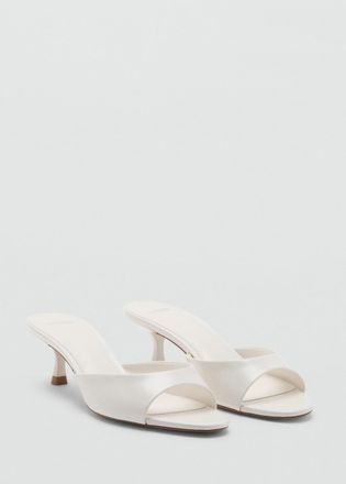 Mango Sandales lani&egrave;re talon kitten heel blanc - Femme - 35 - MANGO