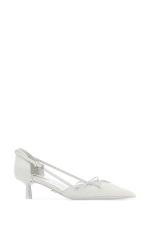 Prada Womens White Leather Pumps Bianco Scarpe Con Tacco High Heel Shoes