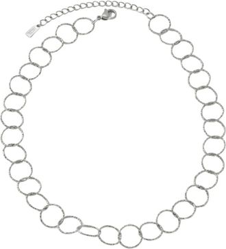 Dansk Copenhagen Vilja Waterproof Silver Stainless Steel Round Short Link Necklace - Structured Finish - - Accessories - Damen - Grau - ONE SIZE