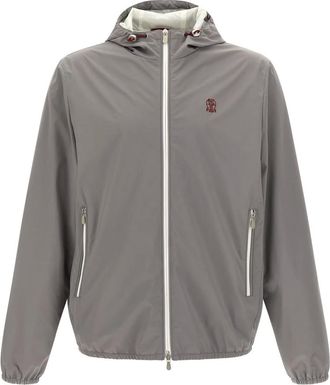 Brunello Cucinelli Homme, Vestes, Gris, Taille: M Anorak en nylon avec capuche