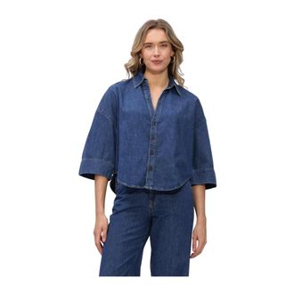 Summum Bluse Denim Kimono Leichter Baumwolltwill - - Blouses & Shirts - Damen - Blau - 2XL