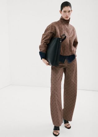 Mango Blouson bomber en denim &agrave; pois chocolat - Femme - XS - MANGO