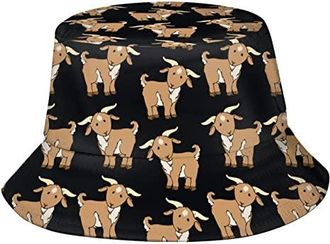 AOOEDM Mignon ch&egrave;vre en Plein air Soleil p&ecirc;cheur Chapeau Seau Casquettes Respirant Chapeaux de Plage pour Hommes Femmes