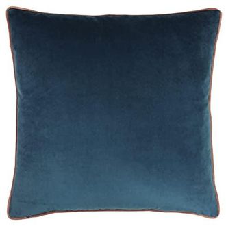 furn. Paoletti Meridian Feather Filled Cushion, Petrol/Blush, 55 x 55cm
