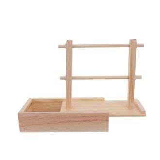 Lurrose 1 Set Doppelgarnhalter aus Holz - Abnehmbarer Garnorganizer mit Nadel- und Fadenaufbewahrungsbox - Garnrollenhalter f&uuml;r Bastler