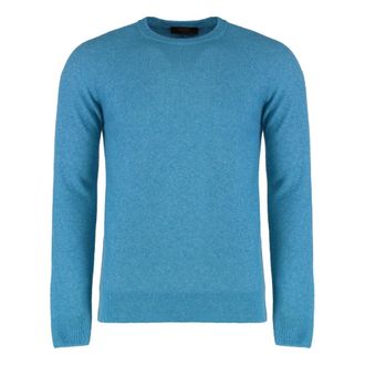 Moorer Rippstrick-Crew-Neck-Pullover aus Kaschmir - - Knitwear - Herren - Blau - S