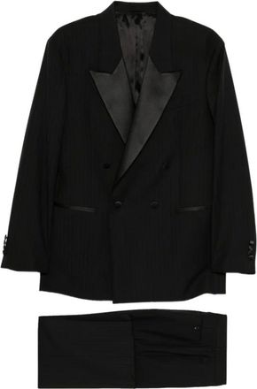 Reveres 1949 Reveres 1949, Homme, Costumes, Noir, Taille: XL Costume crois&eacute; &agrave; rayures et revers ch&acirc;le