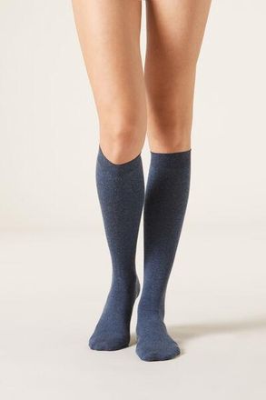 Calzedonia Lange Socken Mit Cashmere Blau