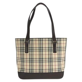 Burberry Pre-owned Sac fourre-tout en toile de coton et cuir - Femme - Pre-owned - Beige - Taille: ONE Size