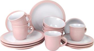 Retsch Arzberg Kombigeschirrset Camden 16tlg. Platzsparend, Sp&uuml;lmaschinengeeignet, Mikrowellengeeignet, Widerstandsf&auml;hig (Pink)