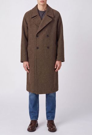 Christophe Lemaire Manteau long crois&eacute; en laine et alpaga &agrave; la coupe d&eacute;contract&eacute;e