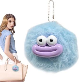 Generic Pendentif de sac porte-cl&eacute;s - Mignon porte-cl&eacute;s en forme de boule poilue, accessoire cadeau amusant | Porte-cl&eacute;s fantaisie en forme de saucisse, pende