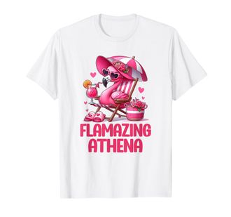 BDAZ Flamazing Athena Pink Flamingo Tropical Beach Trip Damen T-Shirt