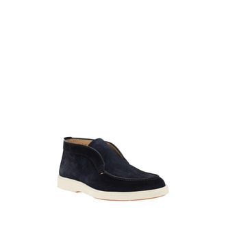 Santoni Mens Blue Calf Leather Bos Taurus Ankle Boots