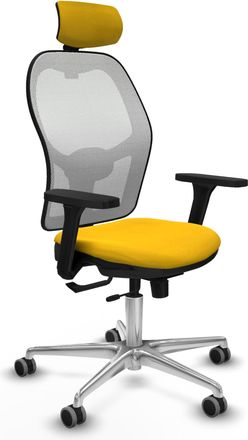 Piqueras y Crespo Ergonomischer Liegestuhl mit 3D-Armen, h&ouml;henverstellbarer Lendenwirbelst&uuml;tze und h&ouml;henverstellbarem Kopfteil, Wei&szlig;/Gelb