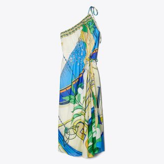 Tory Burch Damen Einschultriges Baumwollkleid mit Print