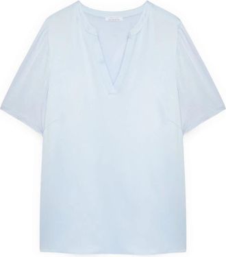 Fiorella Rubino Bi-Material T-Shirt aus Viskosemischung - - Blouses & Shirts - Damen - Blau - XL