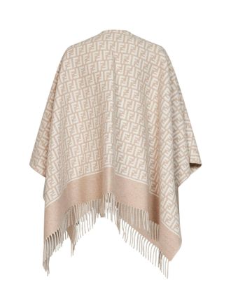 Fendi Womens Ff Wool And Cashmere Poncho Beige Virgin Capes Jacket