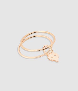 Ginette NY Bague Double Wolf Cercle Or Rose