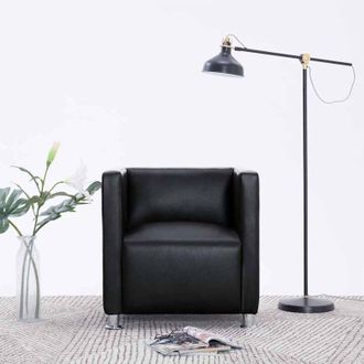 vidaXL W&uuml;rfel-Sessel Schwarz Kunstleder - Vidaxl
