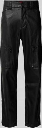 HUGO BOSS Regular Fit Hose in Lederoptik mit Rei&szlig;verschluss-Detail Modell ROCO253