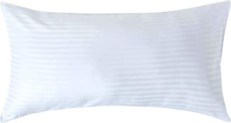 Homescapes 4er-Set Damast Kissenbezug weiß 50x90 cm mit Satin-Streifen & Hotelverschluss, 100% ägyptische Baumwolle, Fadendichte 330