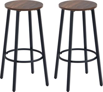 HOMCOM Barhocker, 2er-Set Barst&uuml;hle mit Fu&szlig;st&uuml;tze, Tresenhocker mit Stahlgestell, Tresenstuhl im Industriedesign, K&uuml;chenstuhl f&uuml;r Esszimmer, Wohnzimmer, Rust