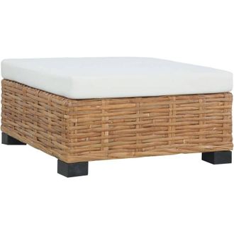 vidaXL Reproche &agrave; rotin naturel finement li&eacute; et coussin blanc