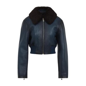 Alaia Femme, Vestes, Bleu, Taille: 40 FR Aviator Jacket