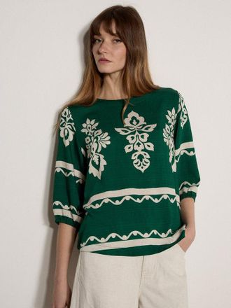 Apricot Blusentop Folk Floral Bluse mit Blumenapplikation