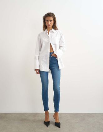 Topshop Jamie jean skinny taille haute bleu moyen