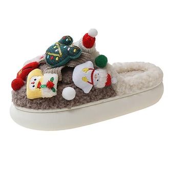 Generic Pantoufles de No&euml;l &agrave; enfiler pour homme et femme - Chaudes, pelucheuses, respirantes - L&eacute;g&egrave;res et d&eacute;contract&eacute;es - Chaussures dint&eacute;rieur et dext&eacute;rieur 