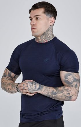Siksilk Herren Marineblaues Muscle Fit T-Shirt XL