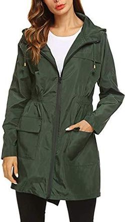 Generic 2026 Vestes de pluie pour femme Veste &agrave; capuche pour lext&eacute;rieur Manteau coupe-vent pour femme, vert militaire, XXL