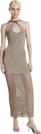 Simona Corsellini Femme, Robes, Beige, Taille: 42 FR Abito lurex in maglia crochet