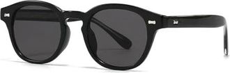 Generic Lunettes de soleil de luxe rondes punk rétro Rivets Uv400, noir/gris, Taille unique