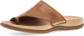 Gabor Zehentrenner GABOR, Damen, Gr. 36, nussbraun, Kalbsleder, Schuhe Zehentrenner, Keilabsatz, Sommerschuh, Dianette mit kontrastfarbiger Stickerei, Topse
