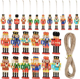 BESPORTBLE Besportble 36 St&uuml;Ck Nussknacker-Ornamente Aus Holz Weihnachts-Nussknacker-Figuren F&uuml;R Baumdeko Handgefertigte -Dekorationen Mit Vorbohrung Zum Aufh&auml;Ng