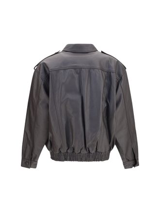 Blaz&eacute; Milano Womens Charlie Ares Leather Bomber Jacket Ebano Lamb Ovis Aries