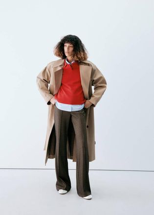 Mango Legging droit avec coutures marron moyen - Femme - XS - MANGO