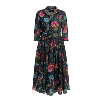 Samantha Sung Robe mi-longue ceintur&eacute;e Aster &agrave; imprim&eacute; floral - Femme - Robes - Multicolore - Taille: 38 FR