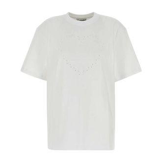 Ganni Heart Drop Shoulder T-Shirt - - Tops - Damen - Wei&szlig; - S